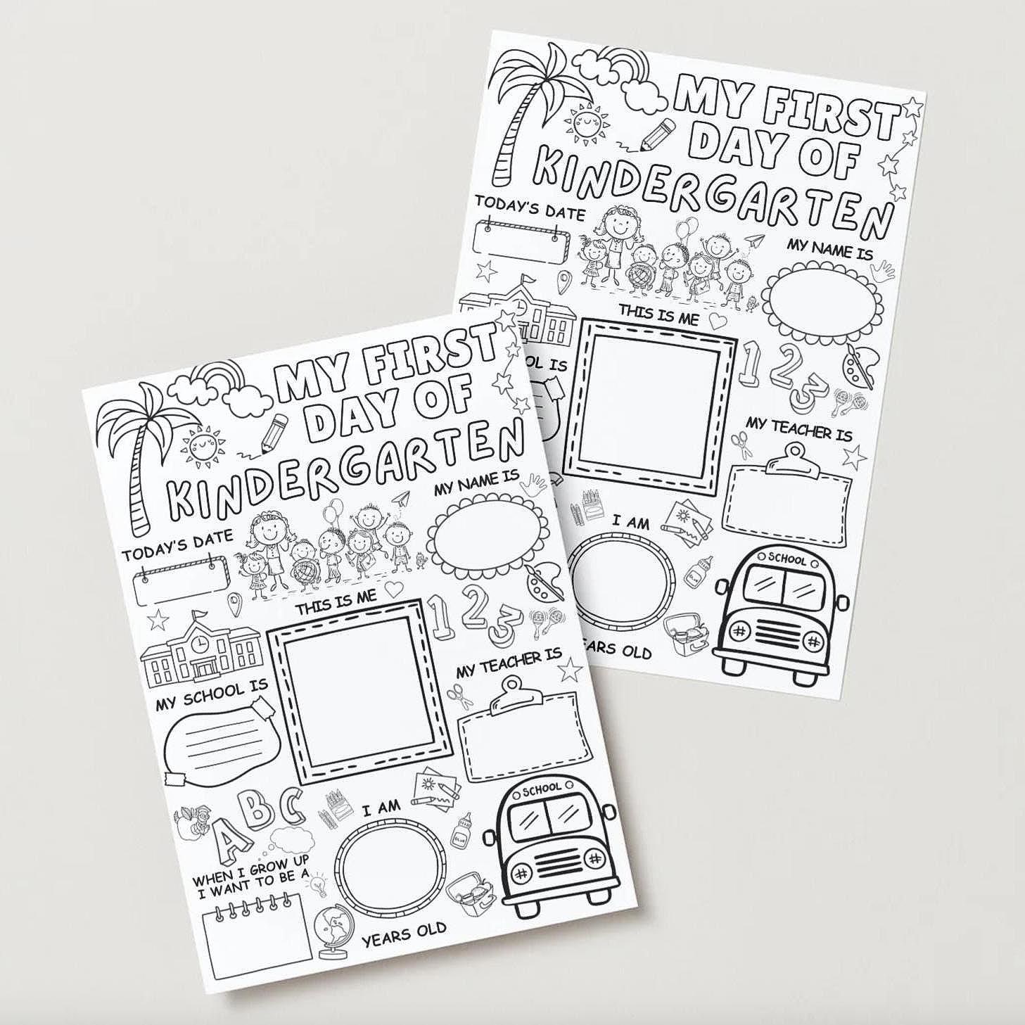 First Day Kindergarten Coloring Page - Back to School Activity - All ...