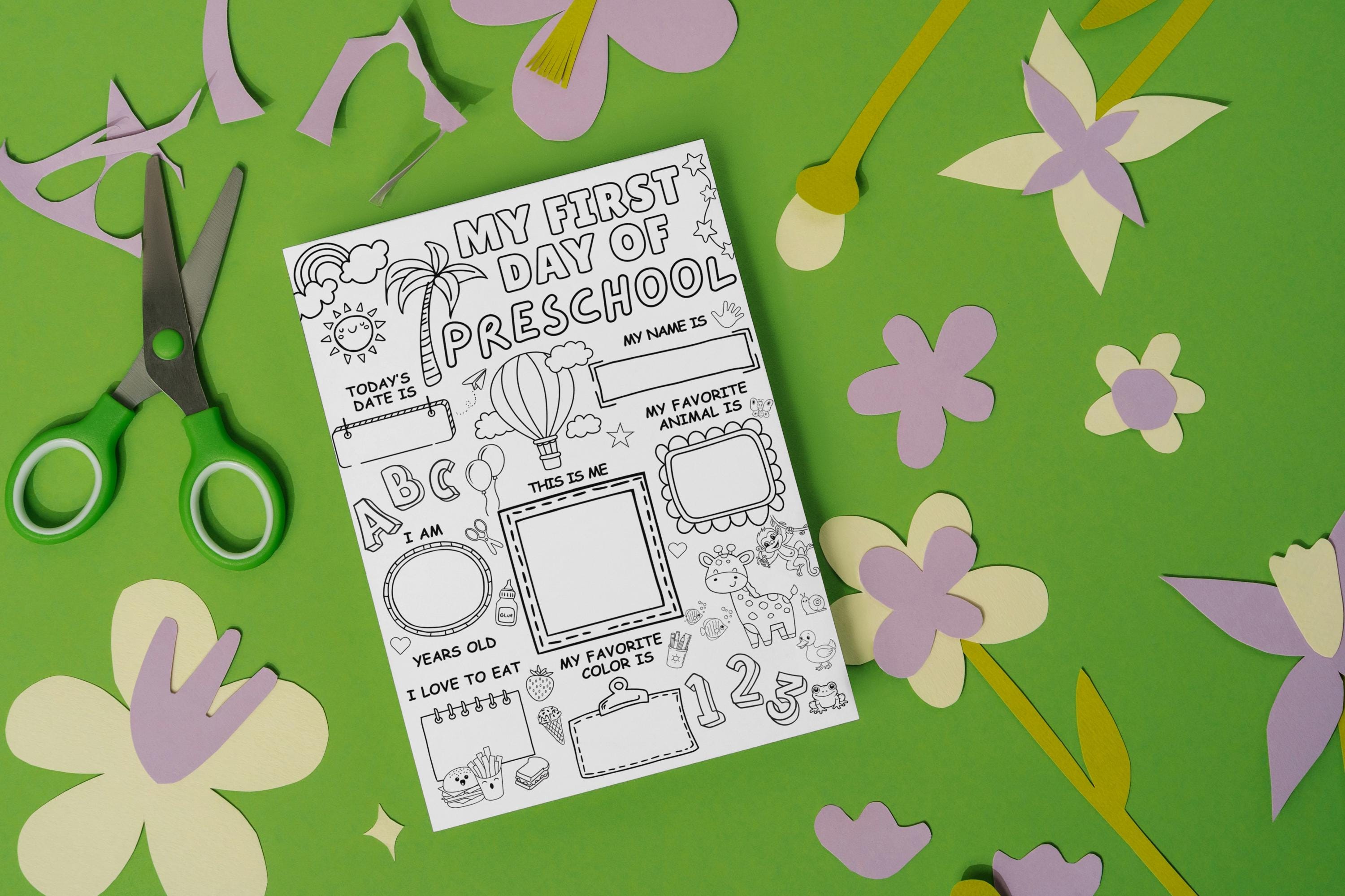 First Day Preschool Coloring Page - Back to School - All About Me ...