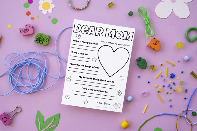 Mother's Day Craft - Keepsake for Mom From Kids - Fill the Blanks ...