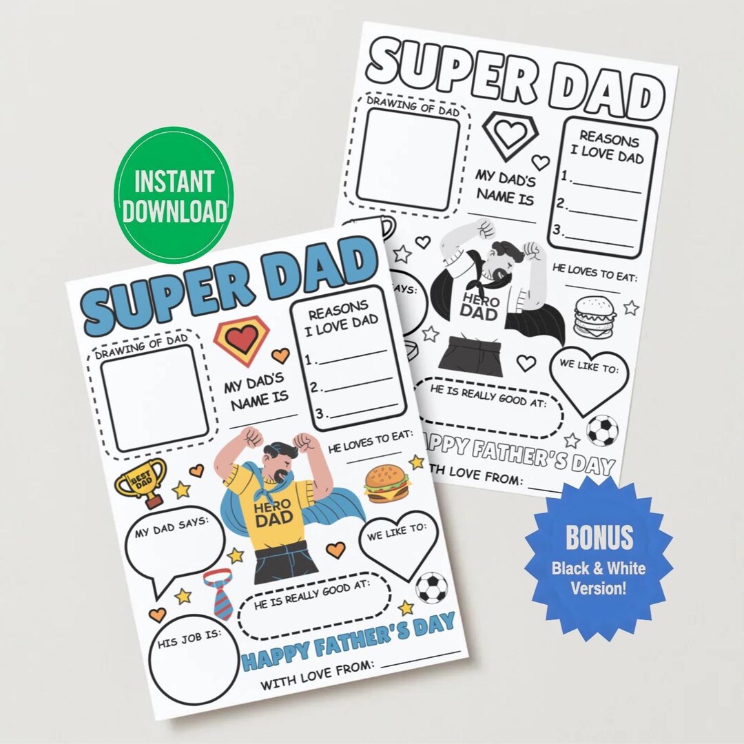 Father's Day Craft - All About My Dad - Preschool Coloring Page ...