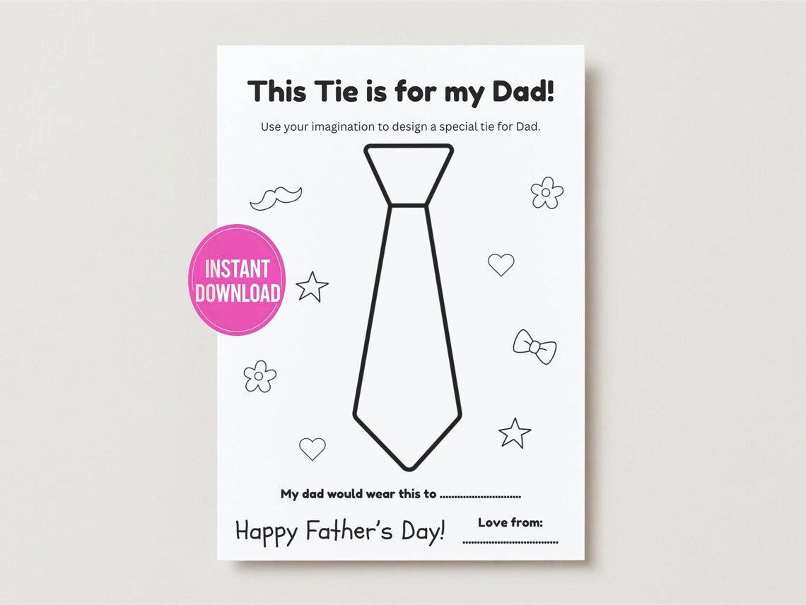 Fathers Day Coloring - Preschool Worksheets - Design a Tie - DIY Gifts ...
