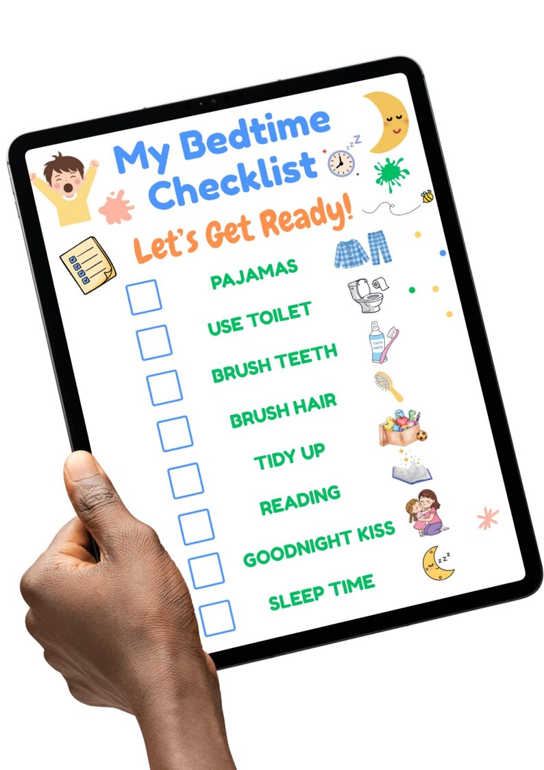Kids Bedtime Routine Chart - Daily Checklist, Sleep List for Toddlers ...