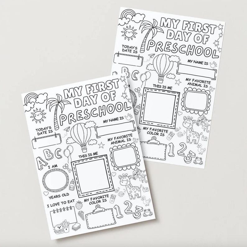 First Day Preschool Coloring Page - Back to School - All About Me ...