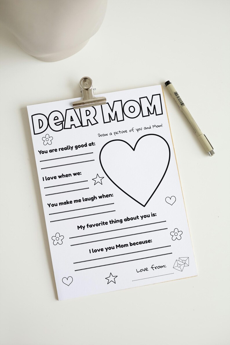 Mother's Day Craft - Keepsake for Mom From Kids - Fill the Blanks ...