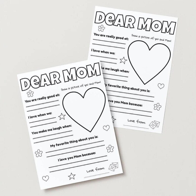 Mother's Day Craft - Keepsake for Mom From Kids - Fill the Blanks ...
