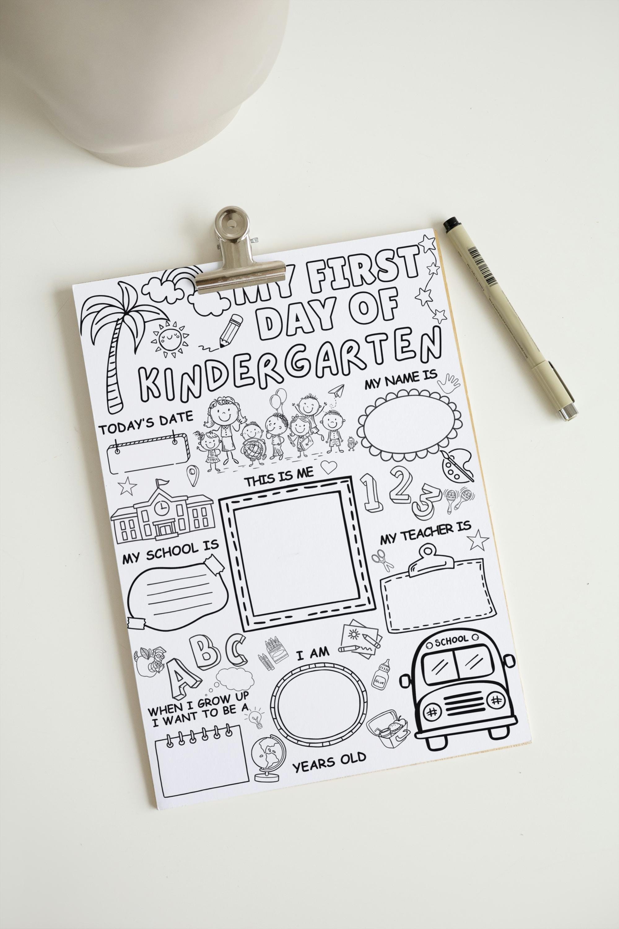 First Day Kindergarten Coloring Page - Back to School Activity - All ...