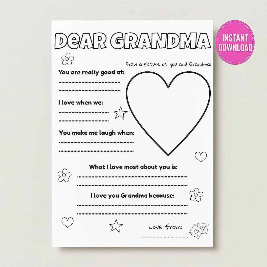 Grandma Craft Activity – Grandparents Day – Gift for Grandmother – Fill ...