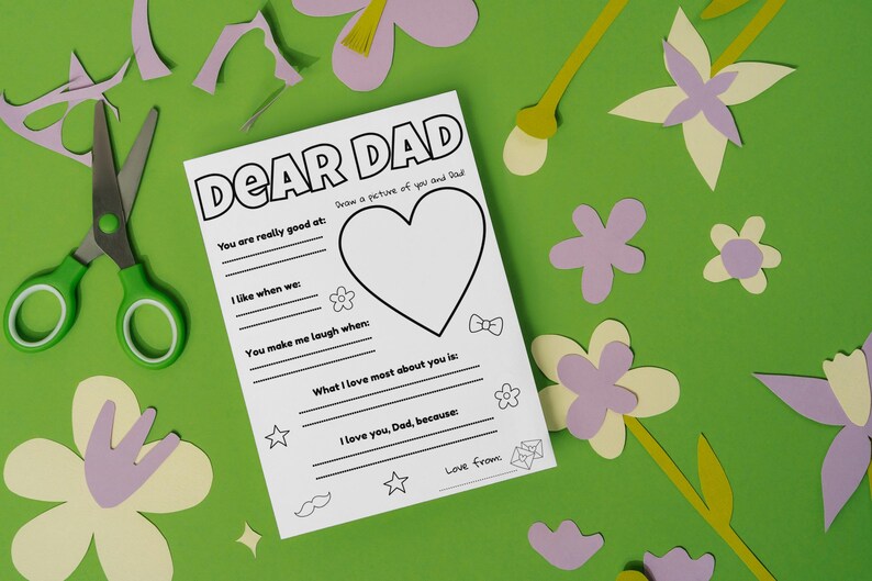 Father’s Day Coloring Page - Dear Dad Printable Worksheet for Kids ...