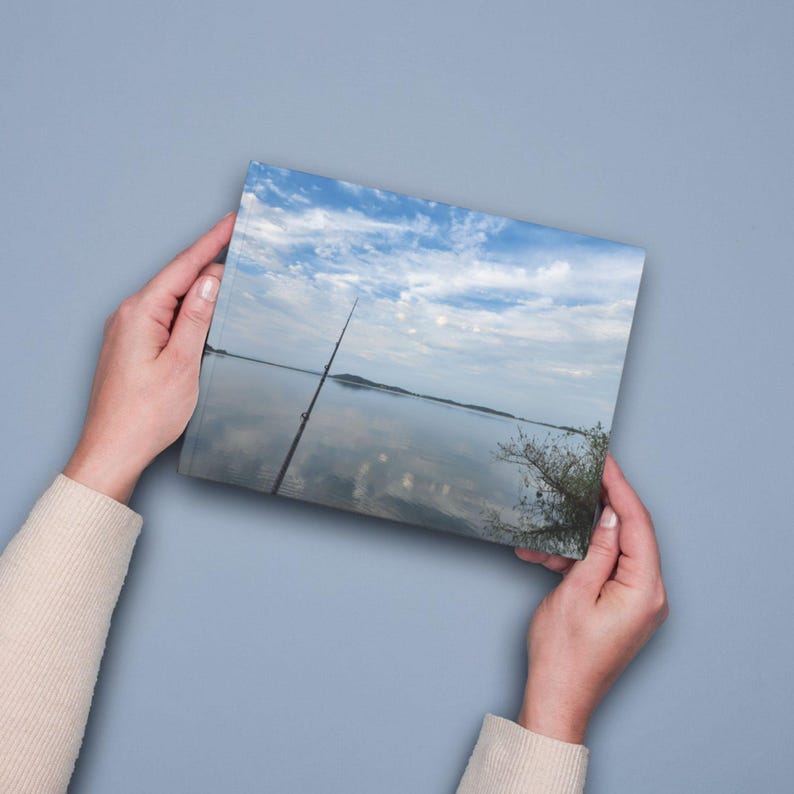 Serene Lake Reflection Fishing Photography Print, Calm Blue Landscape ...