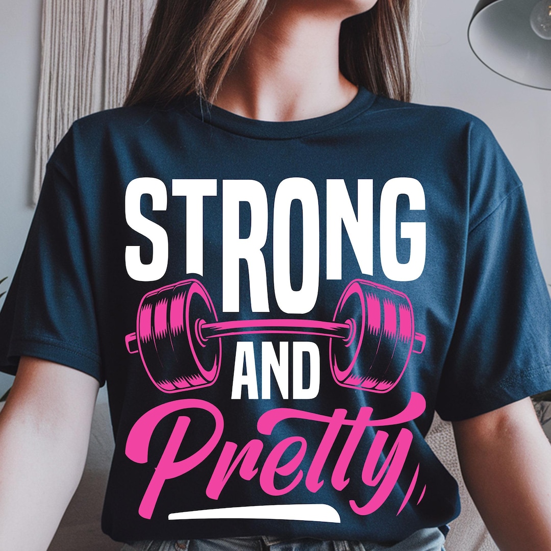 Strong and Pretty PNG | Girly Gym Fitness Quote | Barbell Workout ...
