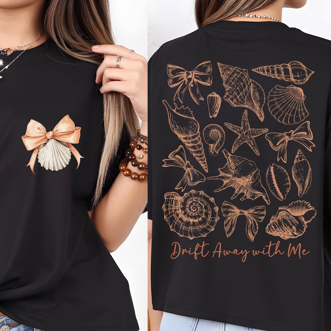 Beach Shell Bow PNG: Retro Coastal T-shirt Design (digital Download - Etsy