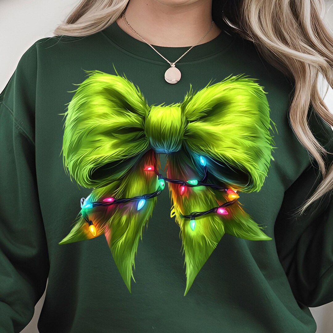 Furry Christmas Bow PNG: Festive Holiday Lights Design (digital ...