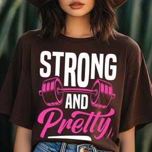 Strong and Pretty PNG | Girly Gym Fitness Quote | Barbell Workout ...