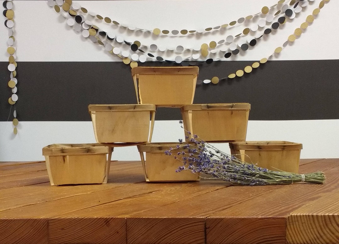 Six Quart Sized Berry Baskets Six 6 Half Dozen Vintage Wooden Gift ...