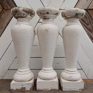 White Baluster Vintage Wooden Baluster Lamp Base Candle Stick White ...