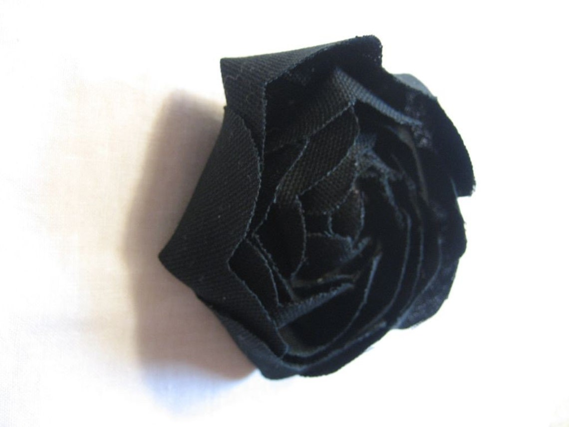 Black Rose Pin Hand Made Fabric Flower Pin Black Brooch - Etsy