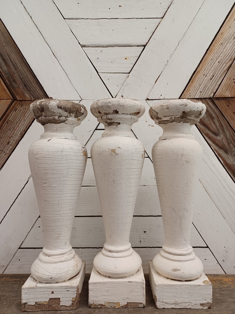 White Baluster Vintage Wooden Baluster Lamp Base Candle - Etsy