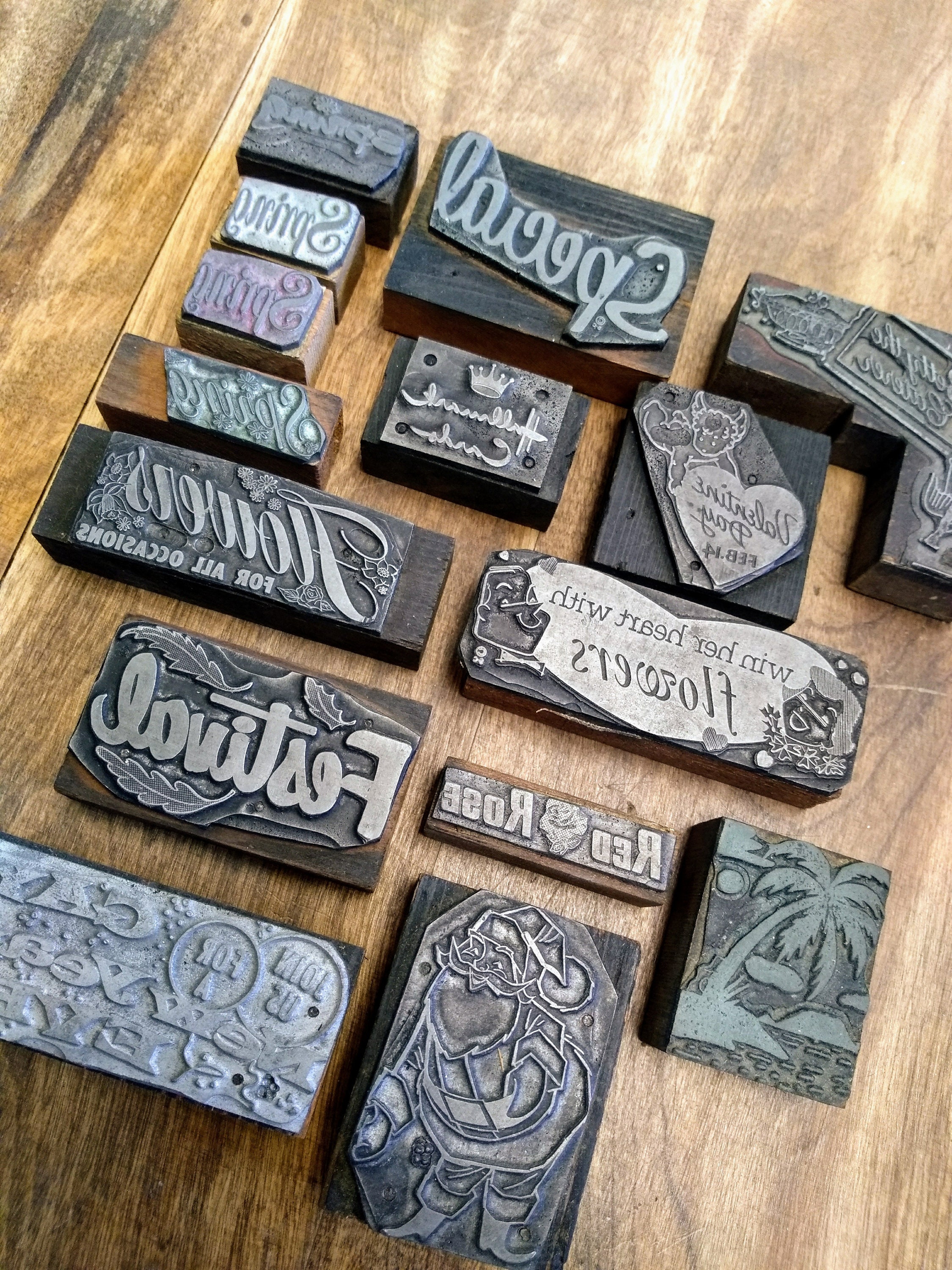 Antique Letterpress Block Autumn Festival Spring Special | Etsy