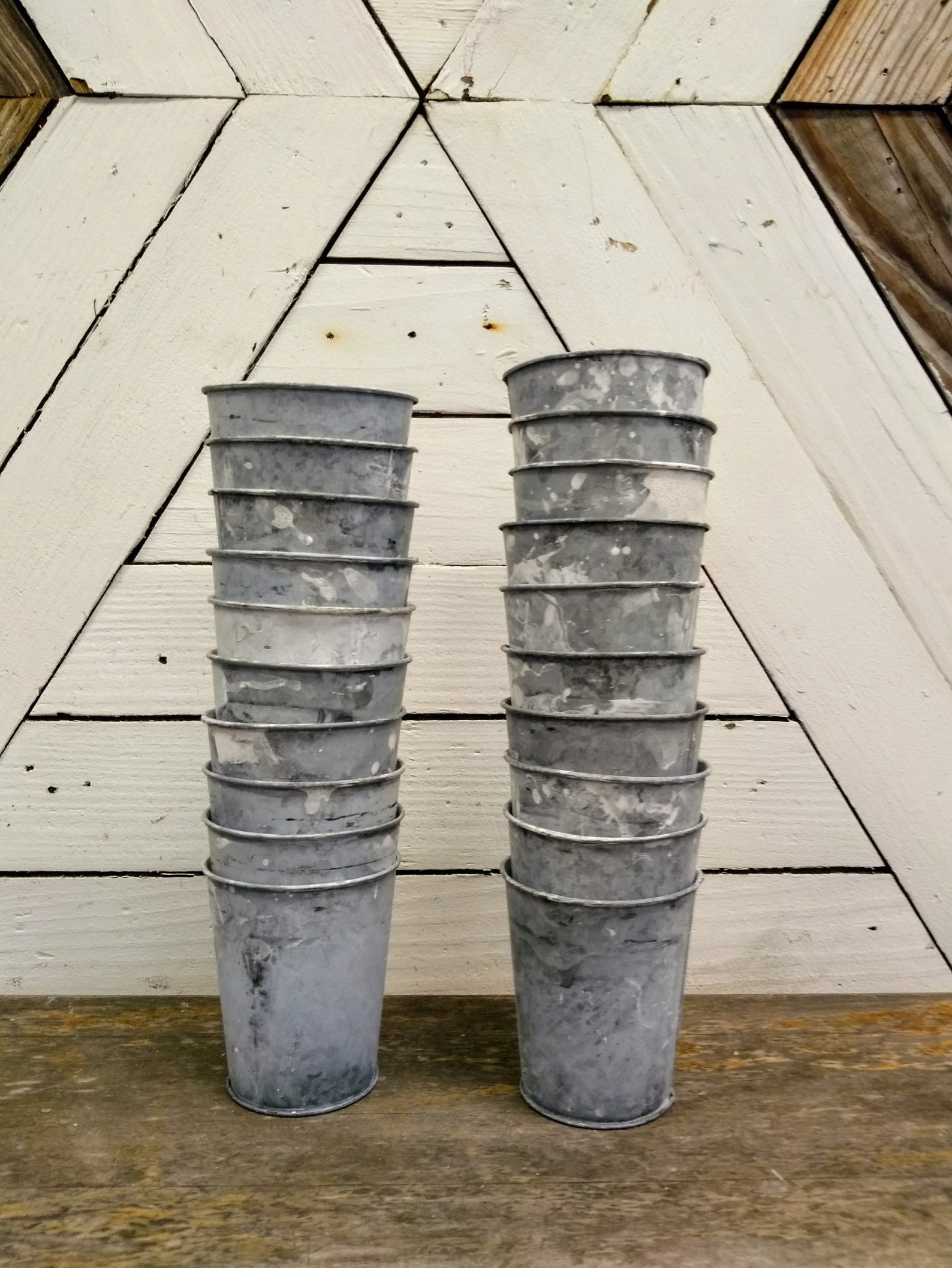 Galvanized Metal Cup Decorative Container Tin With Patina - Etsy