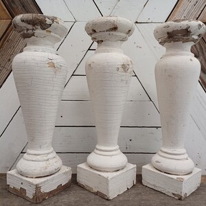 White Baluster Vintage Wooden Baluster Lamp Base Candle Stick White ...