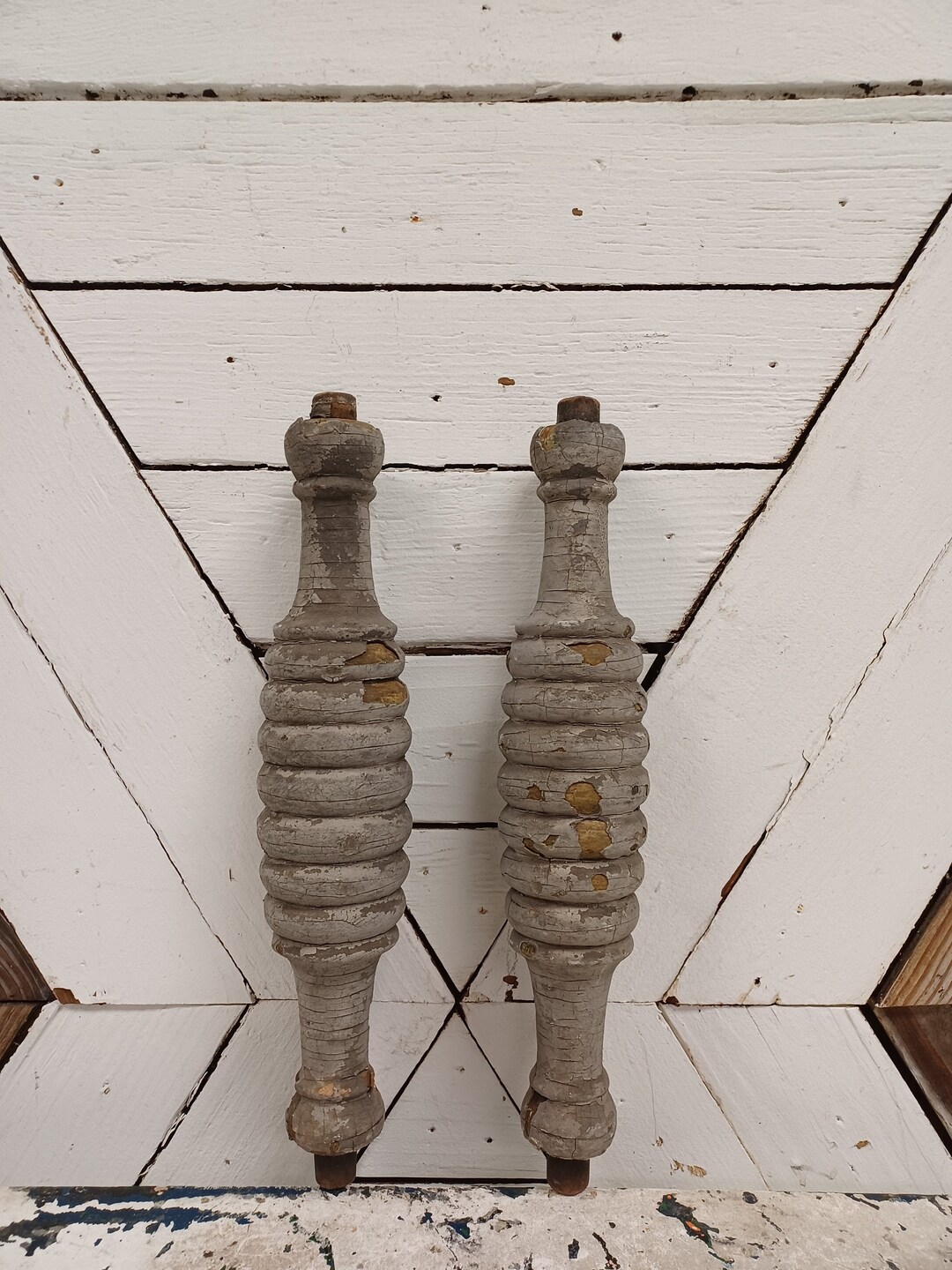 Spindle Decorative Gray Wooden Spindle Architectural Salvage Tablescape ...