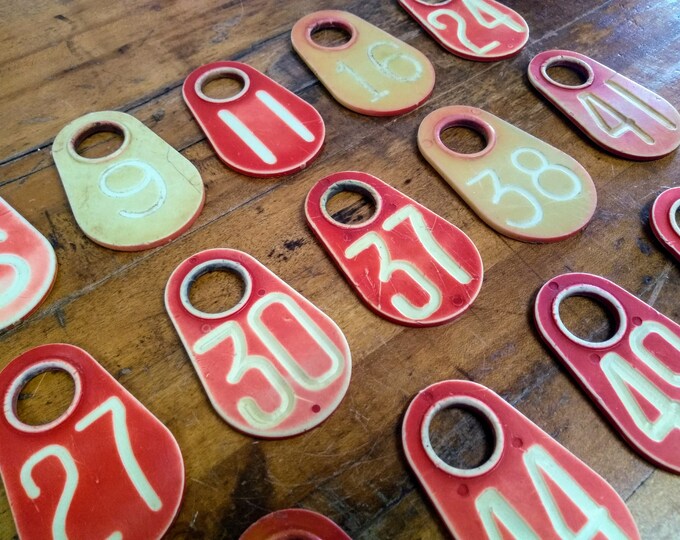 Red and White Dairy Cow Tags With Assorted Numbers Vintage - Etsy