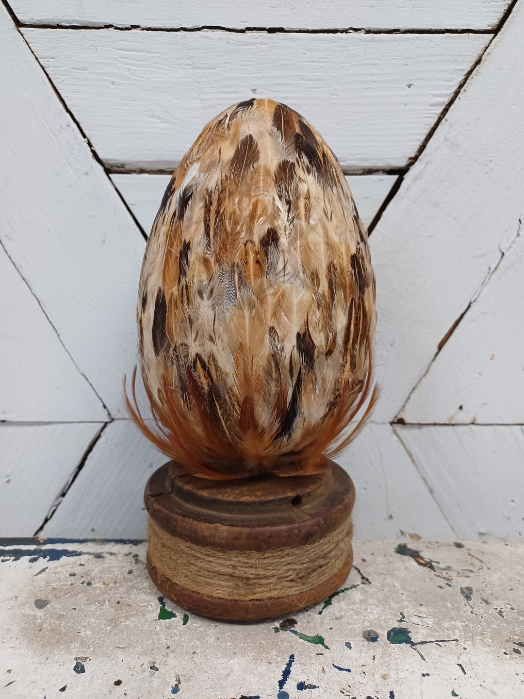 Decorative Ostrich Egg Foam Egg With Feathers Easter Decoration ...