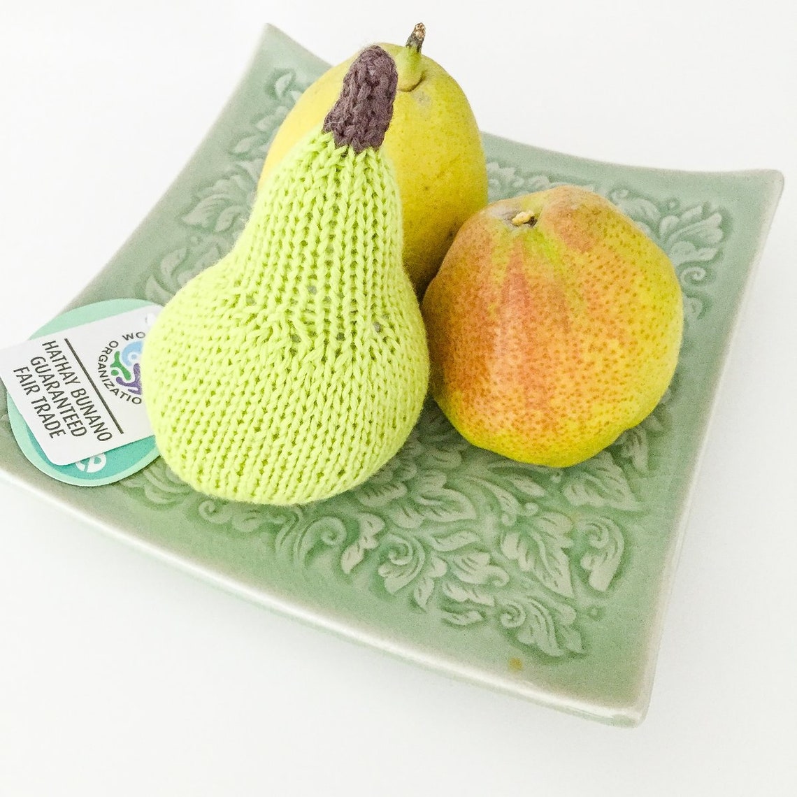 Montessori Pear Toy Handmade Kids Play Food Fruit Pebble | Etsy