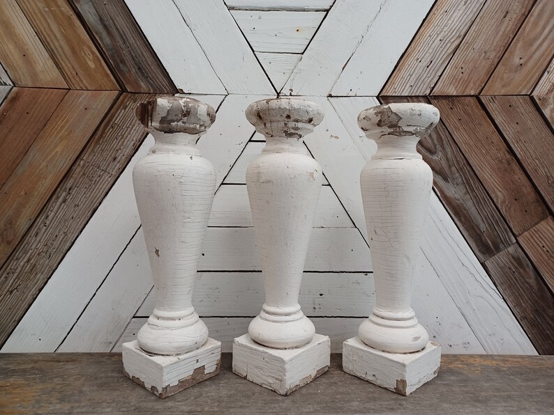 White Baluster Vintage Wooden Baluster Lamp Base Candle - Etsy