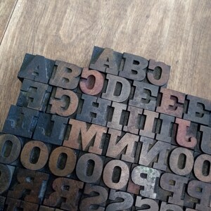 Antique Letterpress Letter Blocks Vintage Printer Block Letters Numbers ...