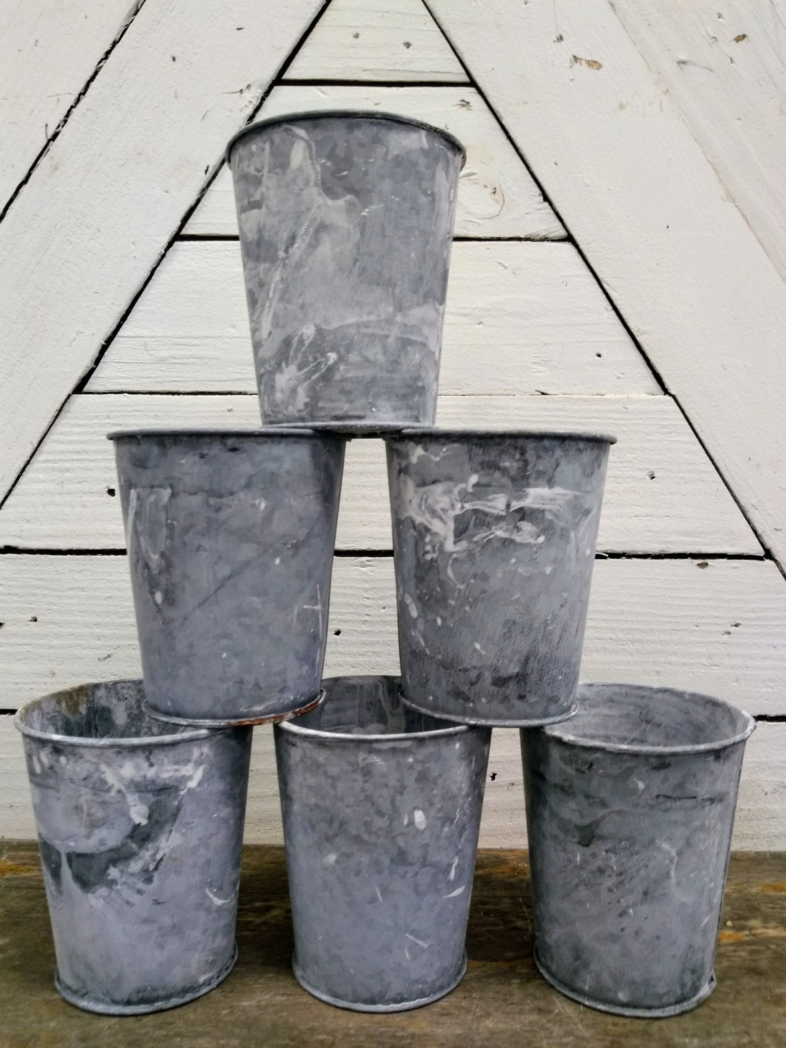 Galvanized Metal Cup Decorative Container Tin With Patina - Etsy