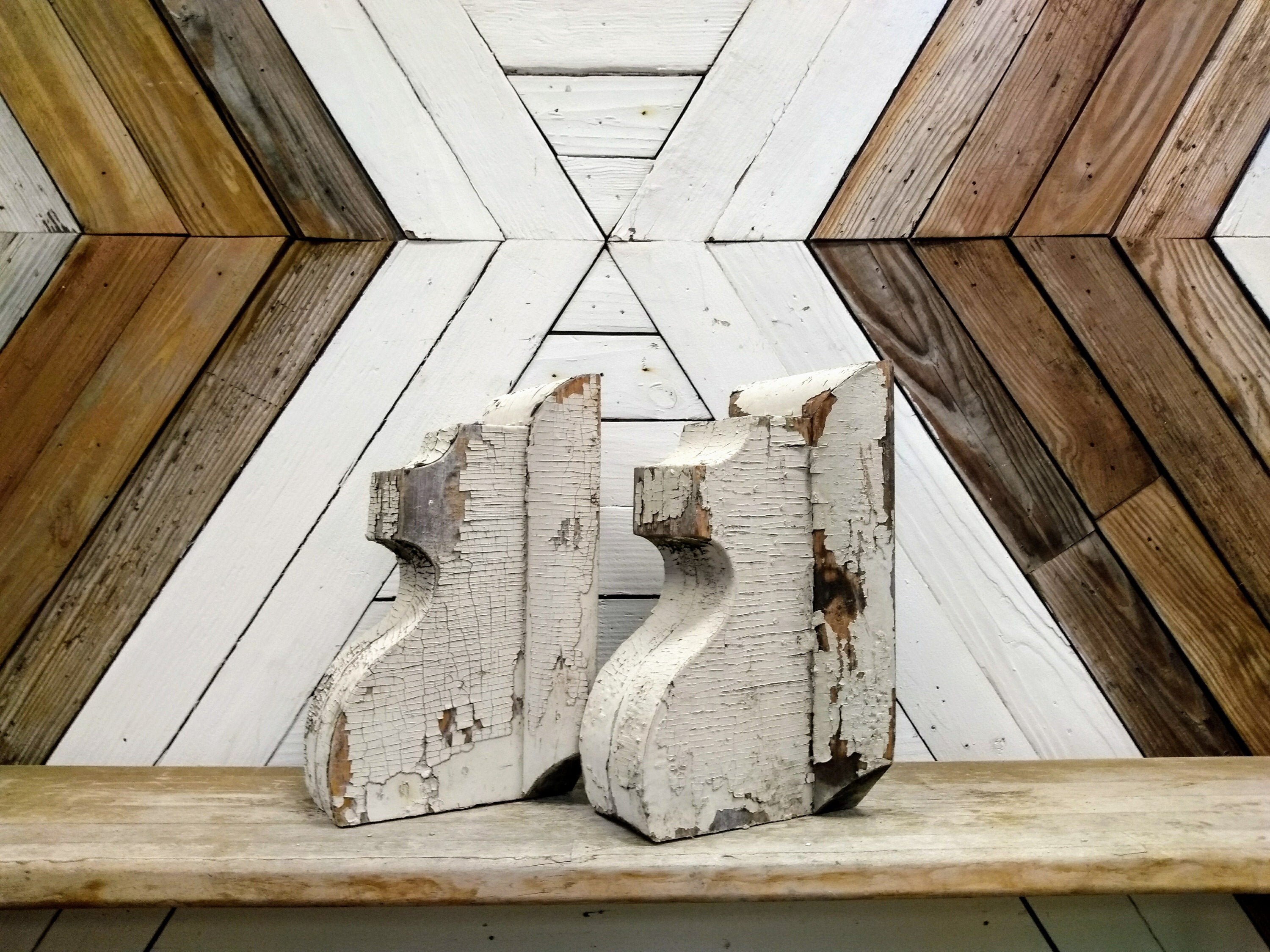 Pair of Antique Corbels Chippy White Corbels Cottage | Etsy