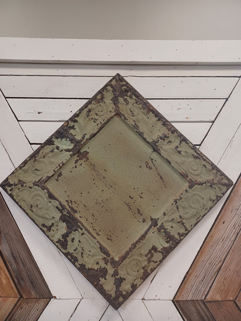 Chippy Green Ceiling Tile Wall Hanging Pressed Tin Antique - Etsy