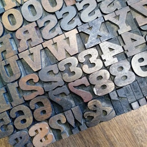 Antique Letterpress Letter Blocks Vintage Printer Block Letters Numbers ...