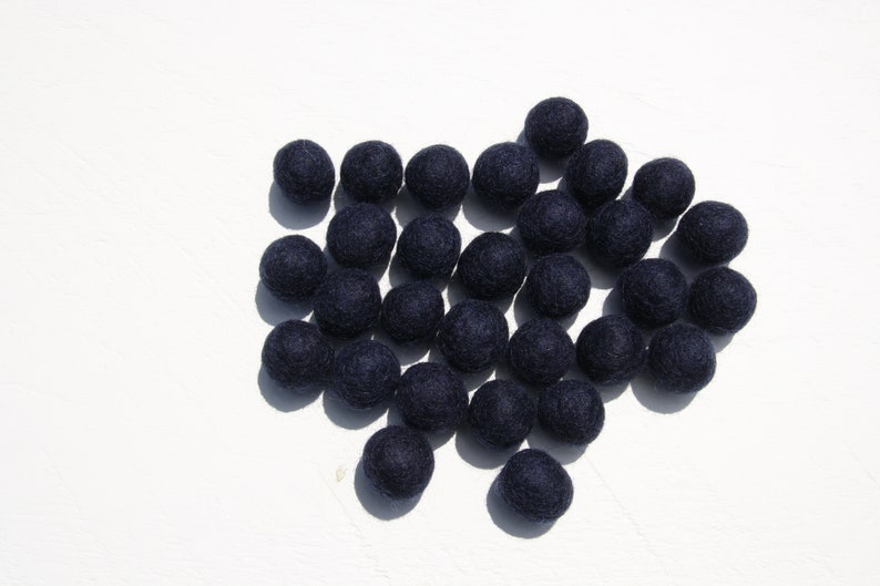 Midnight Navy Blue Felt Balls Fair Trade 1 Wool Pom | Etsy