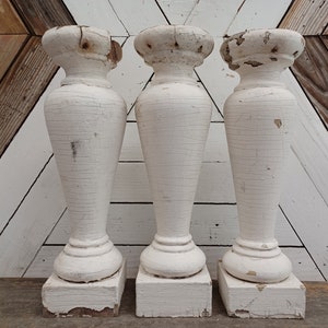 White Baluster Vintage Wooden Baluster Lamp Base Candle Stick White ...