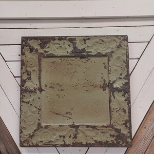 Chippy Green Ceiling Tile Wall Hanging Pressed Tin Antique Square Tin ...