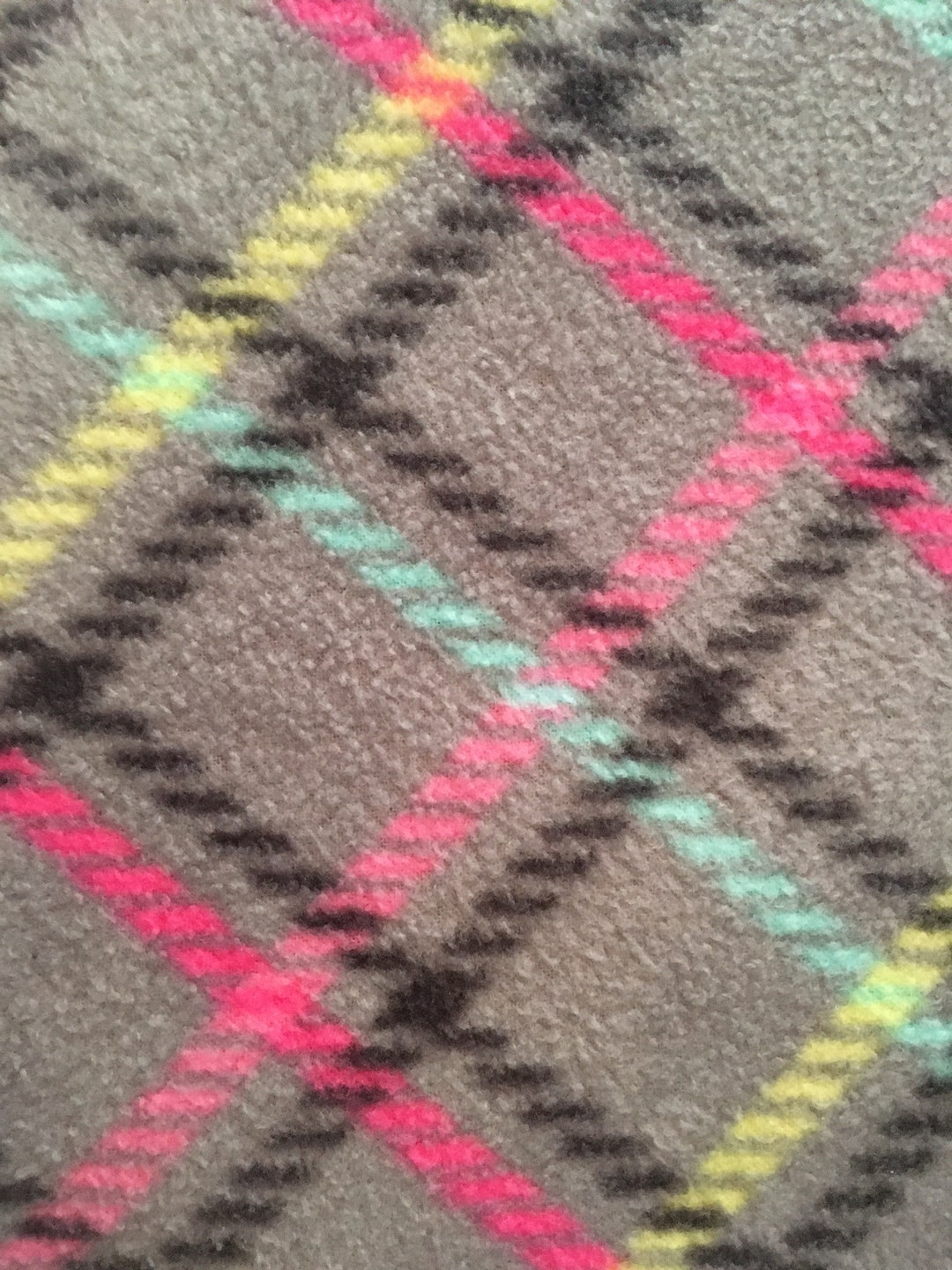 Plaid Gray With Pink Yellow Gray Stripes With Black Double - Etsy