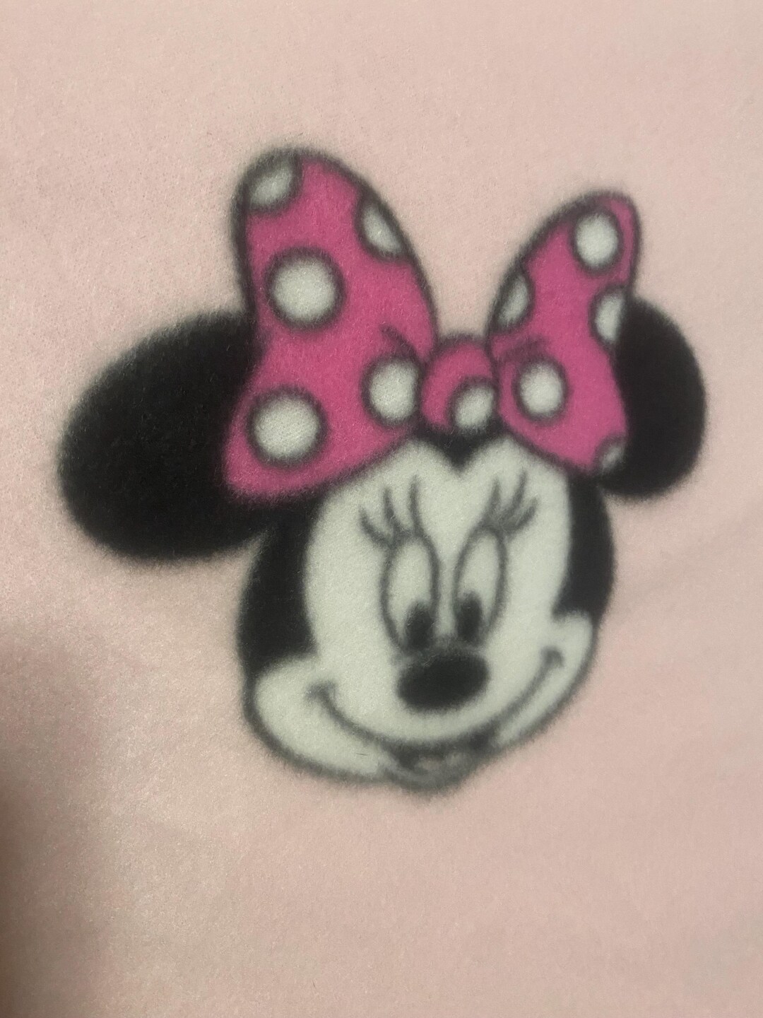 A Famous Minnie Mouse Smiling on Pink With Dark Pink 2 Layer Fleece ...