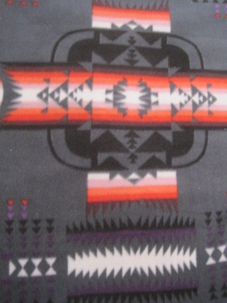 Handmade Fleece With American Indian Blanket Pattern With Light Gray ...