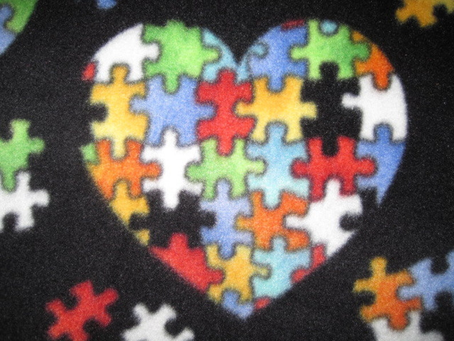 Autism Logo Puzzle Pieces in a Heart With Yellow Handmade - Etsy