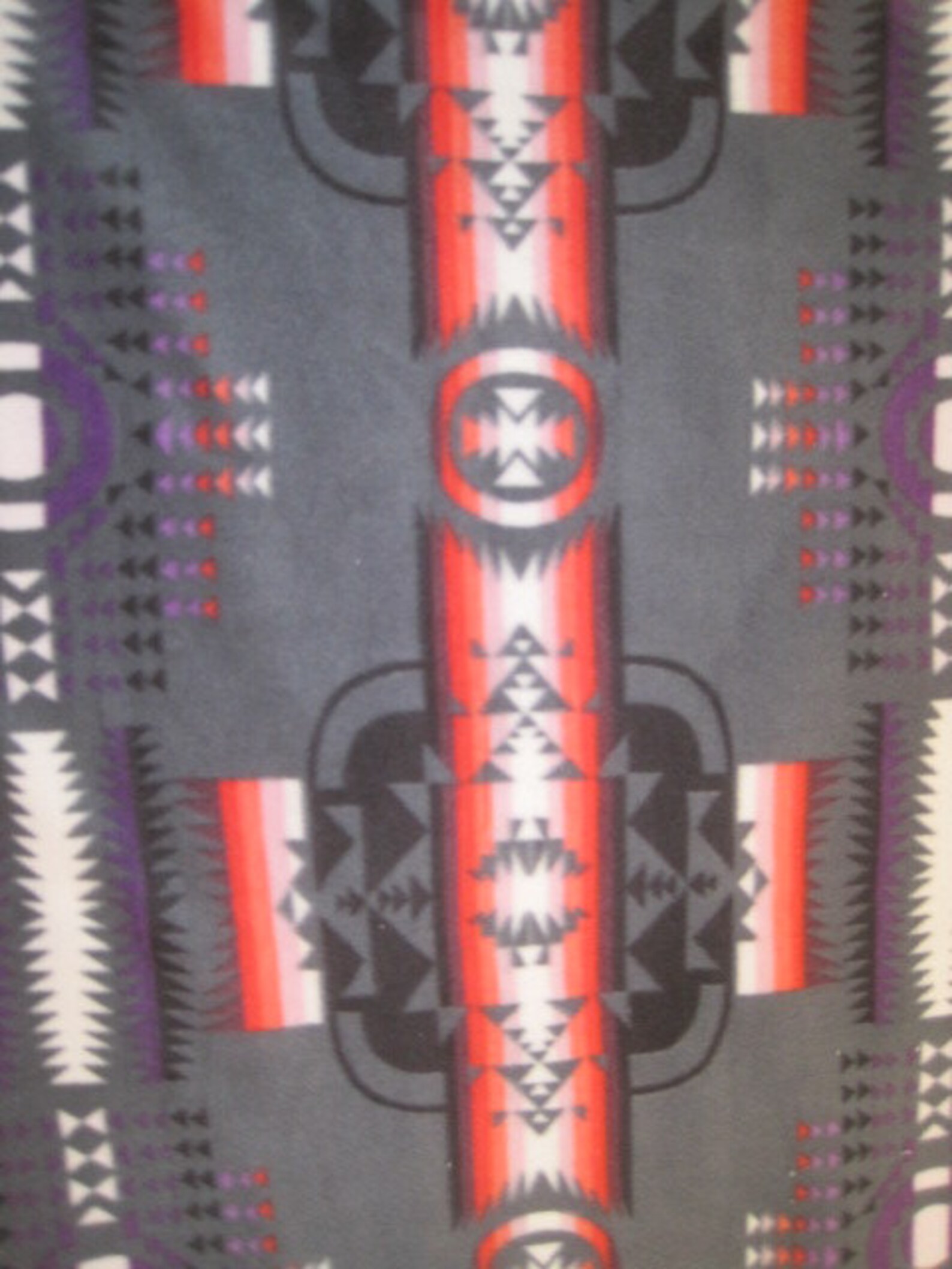 Handmade Fleece With American Indian Blanket Pattern With Light Gray ...