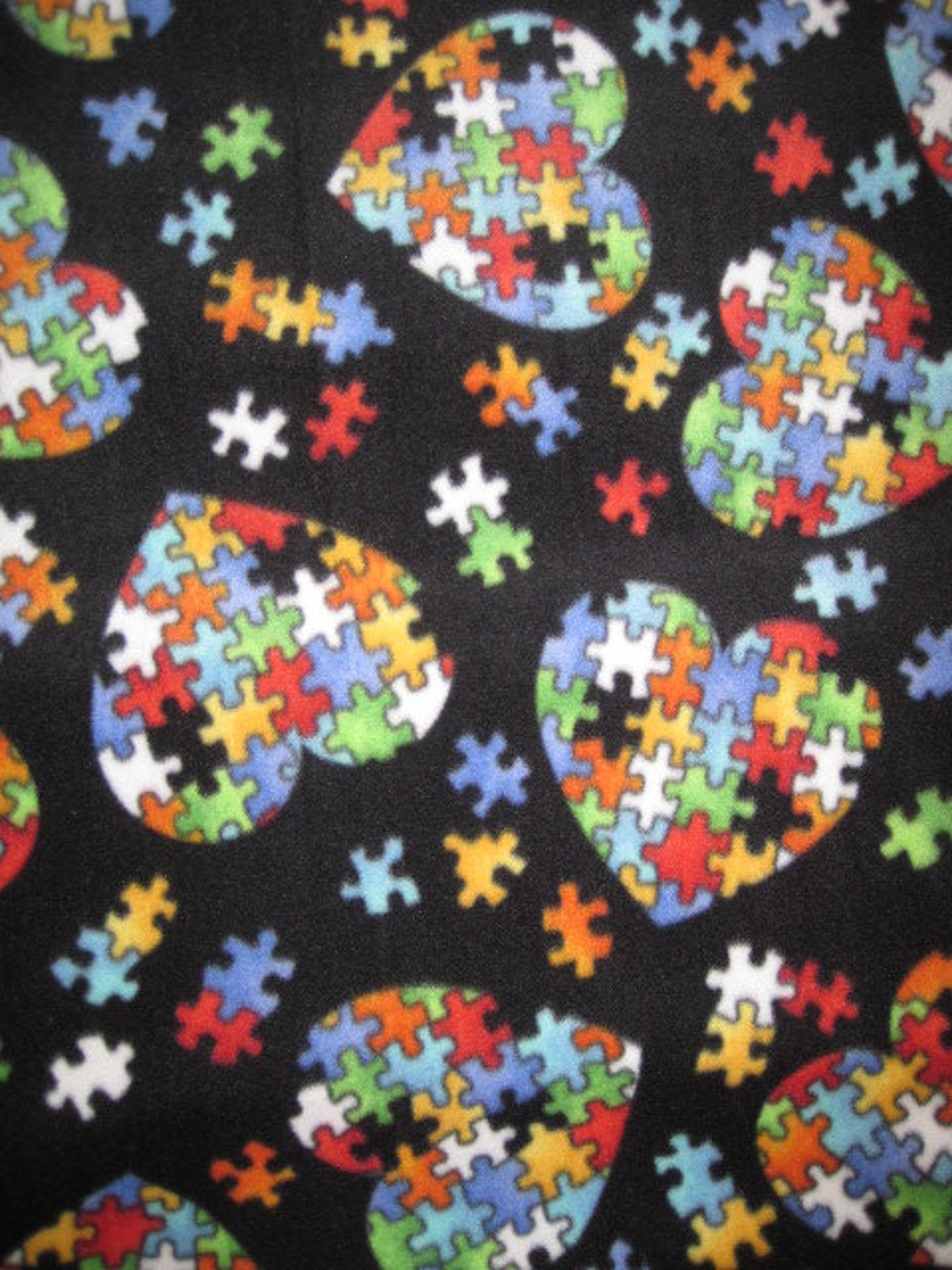 Autism Logo Puzzle Pieces in a Heart With Yellow Handmade - Etsy