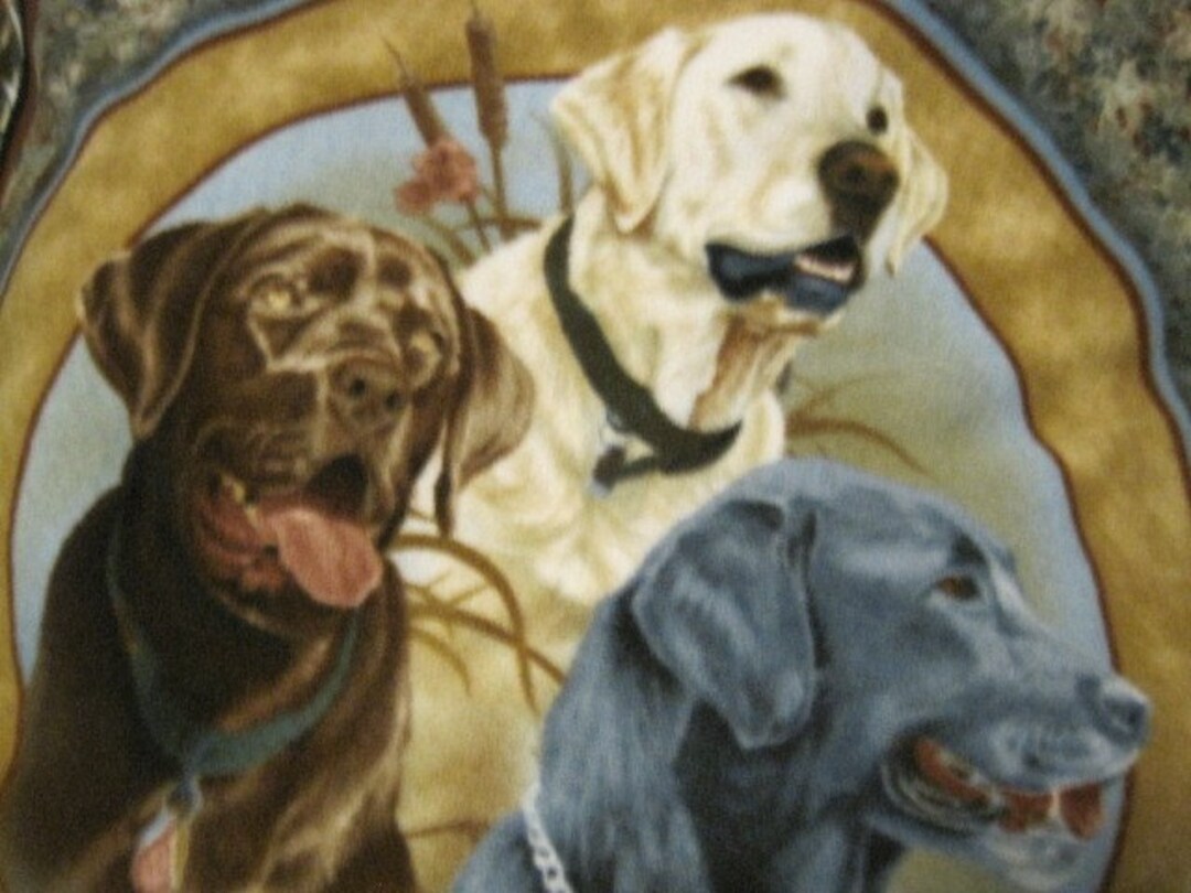 Labrador Dog Trio With Blue Handmade Blanket - Ready to Ship Now - Etsy