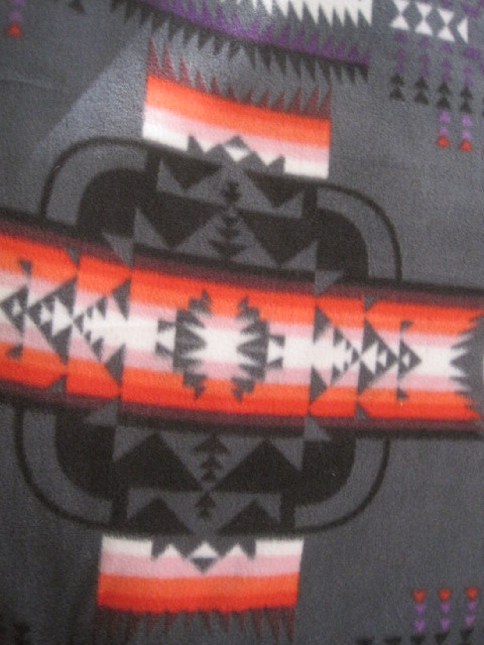 Handmade Fleece With American Indian Blanket Pattern With Light Gray ...