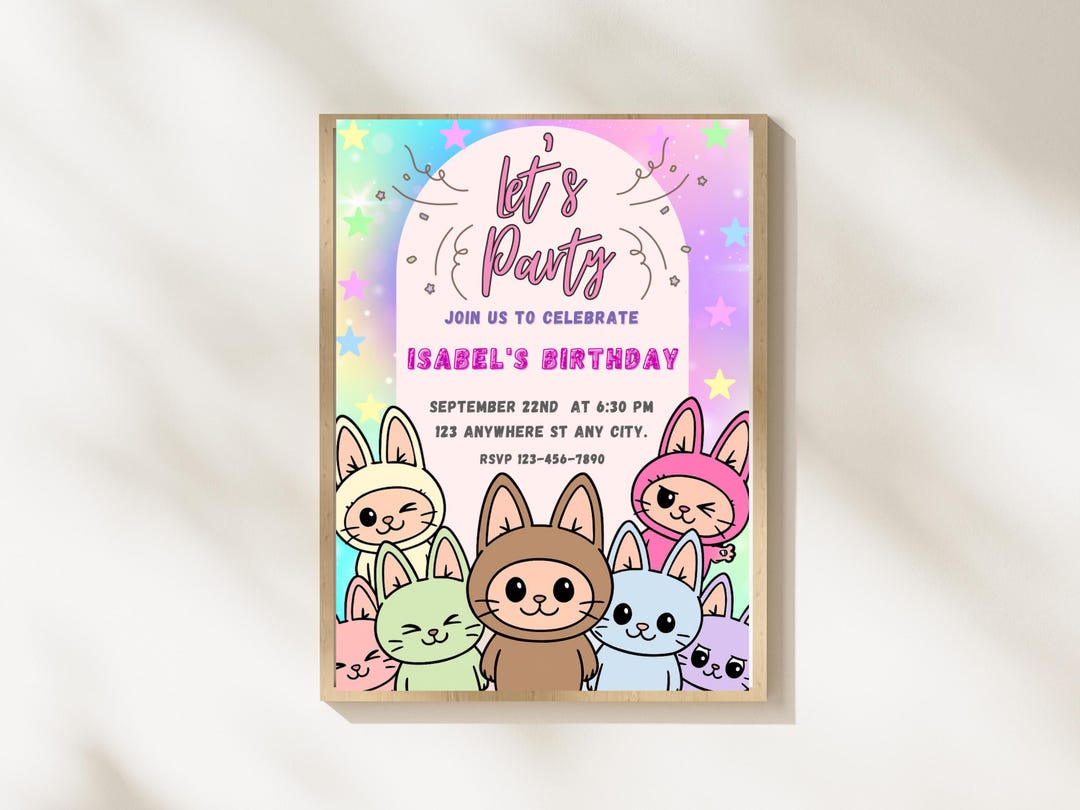 Furry Monsters Birthday Invitation Template: Editable Canva Party ...