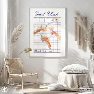 Guest Check Cocktail Wall Art Print | Vintage Receipt-inspired Cheers ...