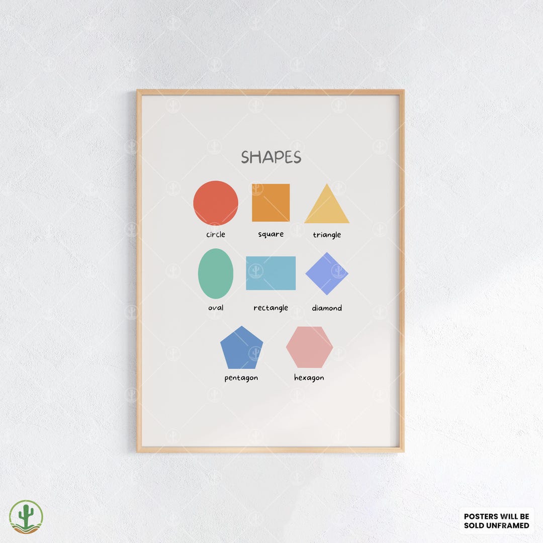 Basic Shapes Learning Poster | Nursery Wall Art Print | Cute Baby Room ...