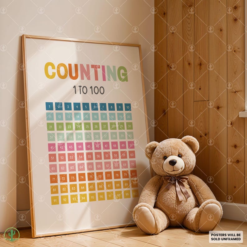 Colorful Number Chart | Nursery Wall Art Print | Cute Baby Room Decor ...