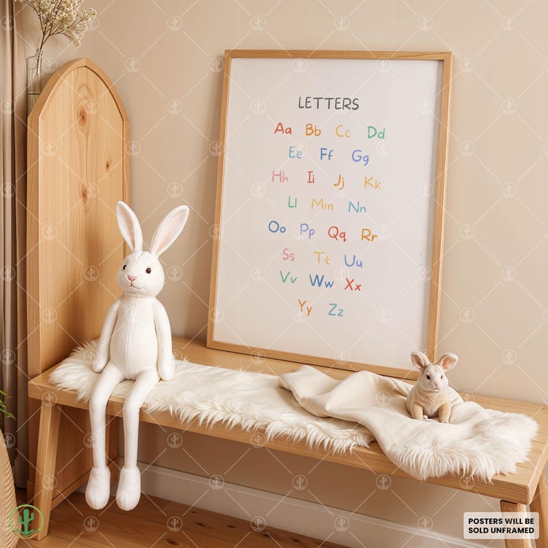 Colorful Alphabet Chart | Nursery Wall Art Print | Cute Baby Room Decor ...